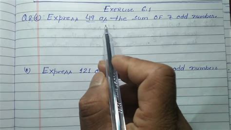 Class 8 Exercise 6 1 Q 8 Express 49 As The Sum Of 7 Odd Numbers YouTube
