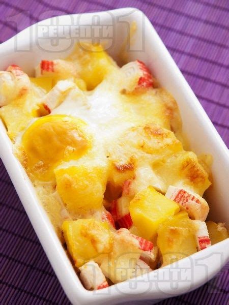Запечени картофи с яйце кашкавал и рулца от раци на фурна Recipe Recipes Food Breakfast