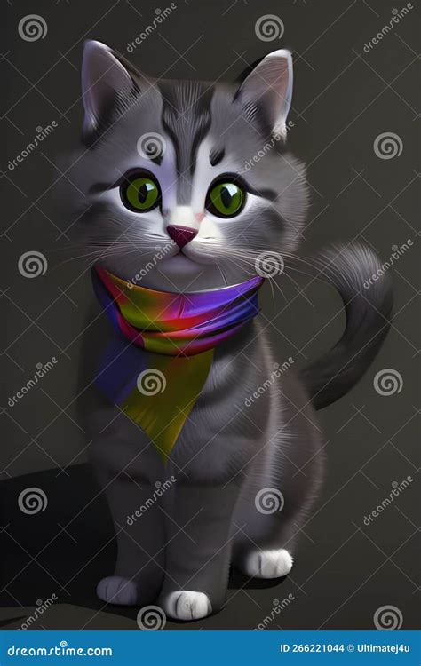 Cat Neon Fantasy Abstract Background Ai Generative 3d Art Stock Illustration Illustration Of