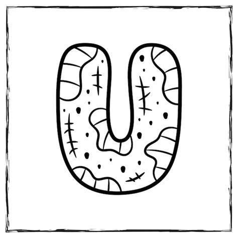 Premium Vector Halloween English Alphabet Letter U Zombie Sketch