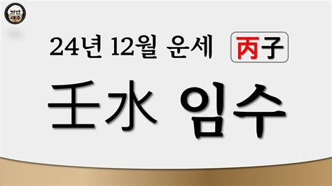24년 12월 갑진년 병자월 임수 일주 월운세 Youtube