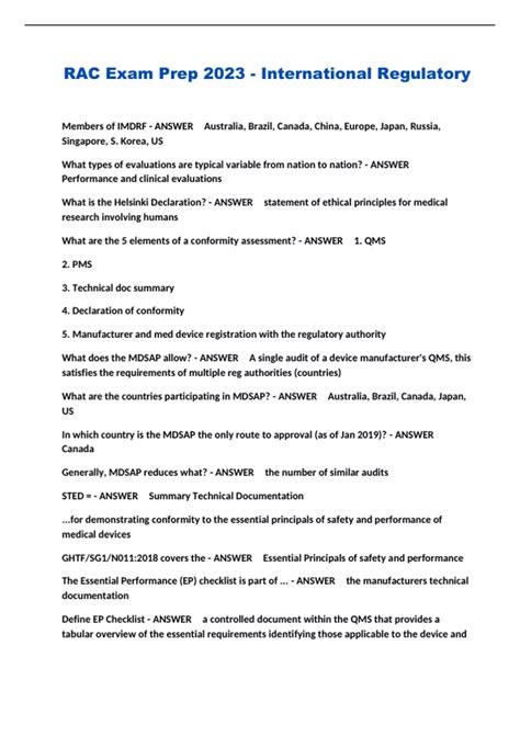 Rac Exam Prep 2023 International Regulatory Rac Stuvia Us