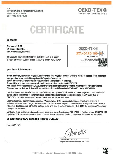Certificats de nos matières