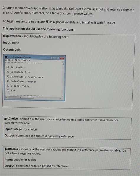 Solved Create A Menu Driven Application That Takes The