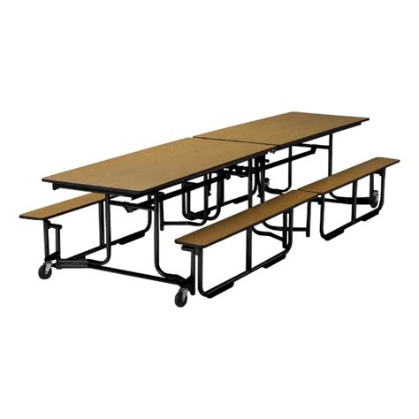 Ki Uniframe® Rollaway Cafeteria Tables With Regular Benches Black Frame