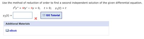 Solved Use The Method Of Reduction Of Order To Find A Second Chegg