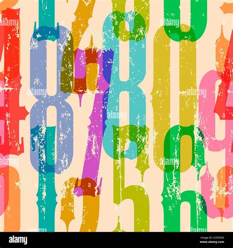 Seamless Numbers Pattern Grungy Vector Illustrationoverprint