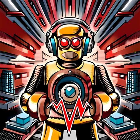 Musical Robot With Audio Speaker And Headphones Stock Illustration Illustration Of Music