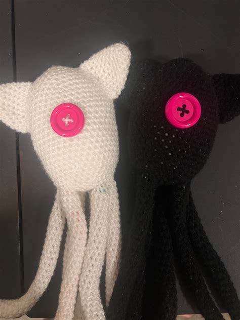Crocheted Coraline Inspired Squid Multi Colored And Turquoise With