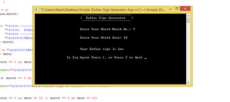 Simple Zodiac Sign Generator App In C Free Source Code Sourcecodester