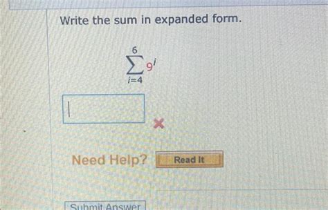 Solved Write The Sum In Expanded Form 5 Σ 6vi 63 2 3