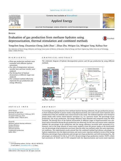 Pdf Evaluation Of Gas Production From Methane Hydrates Using Depressurization Thermal