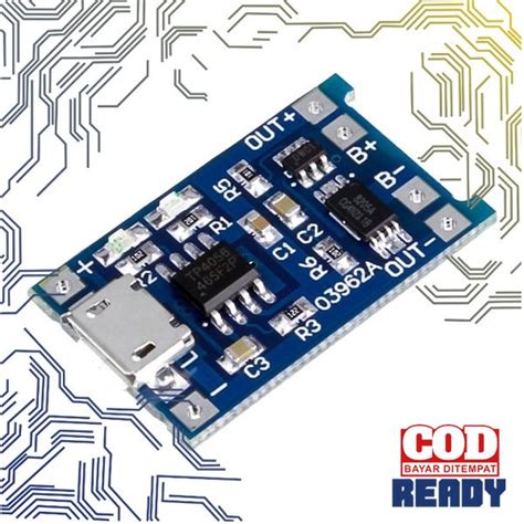 Jual Modul Tp4056 Lithium Battery Charging Output 5v 1a Micro Usb