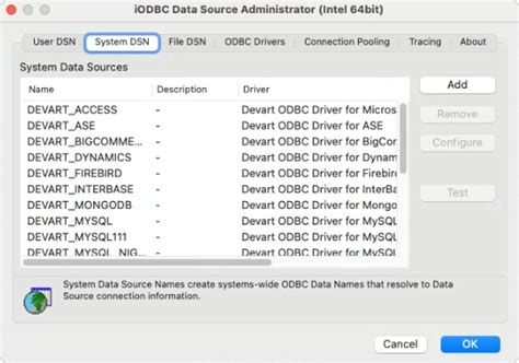Macos Dsn Configuration Odbc Driver For Microsoft Access