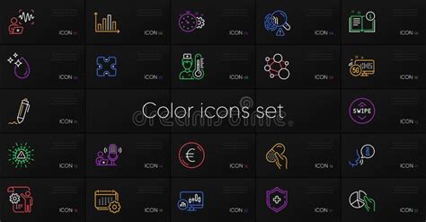 Set Of Cogwheel Timer Medical Shield And Integrity Line Icons For