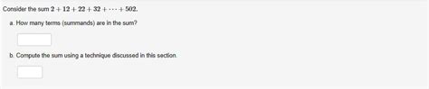 Solved Consider The Sum 2 12 22 32 502 A How Chegg Com