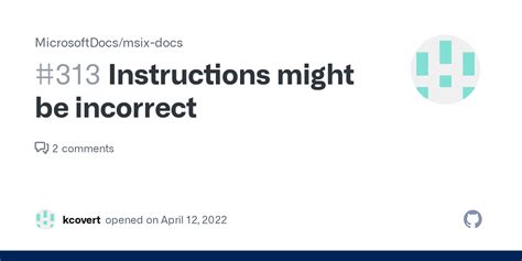 Instructions Might Be Incorrect · Issue 313 · Microsoftdocsmsix Docs