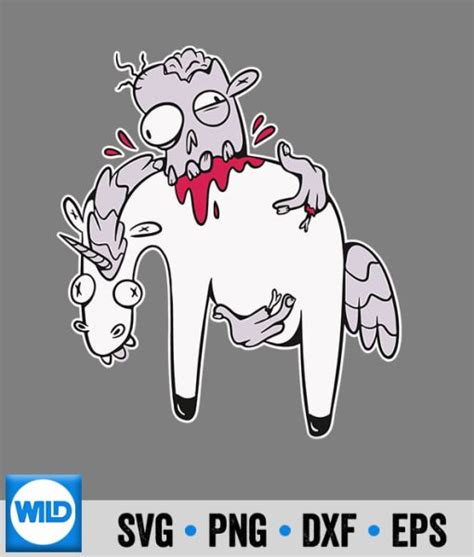Unicorn SVG Zombie Eating Unicorn Creepy Helloween SVG Cut File WildSvg