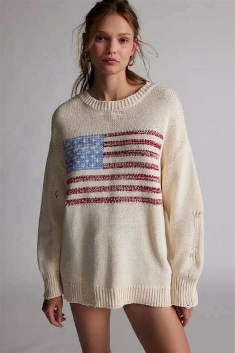 Bdg American Flag Crew Neck Sweater Urban Outfitters