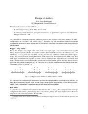 Design Of Adders Fast And Size Efficient Adder Designs For Course Hero
