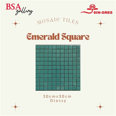 Jual Mosaic Tile Kotak Hijau Tua Keramik Mosaic Dinding Lantai
