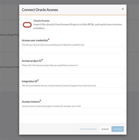 How To Connect Felix And Aconex Felix Enterprise Help Centre