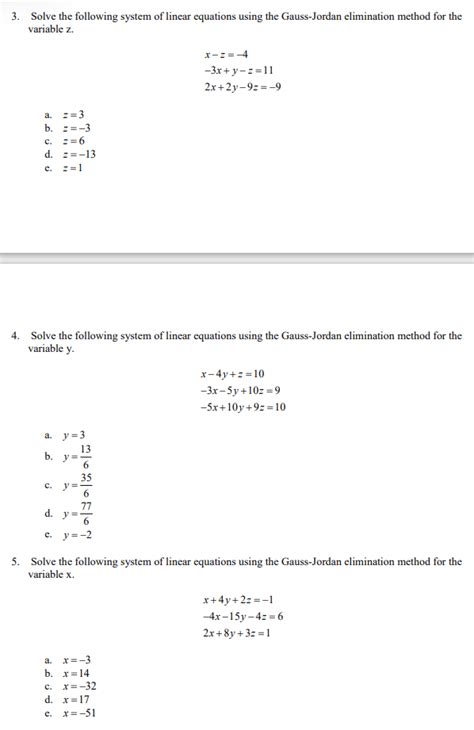 solved 3 solve the following system of linear equations