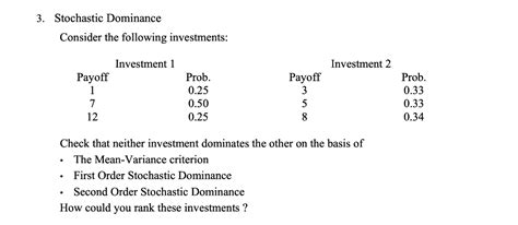 Solved 3 Stochastic Dominance Consider The Following