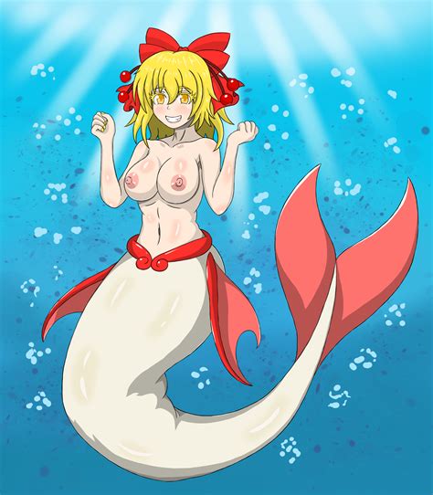 Rule 34 Arrashi Female Large Breasts Mermaid Mermaid Tail Midriff Navel Nipples Post