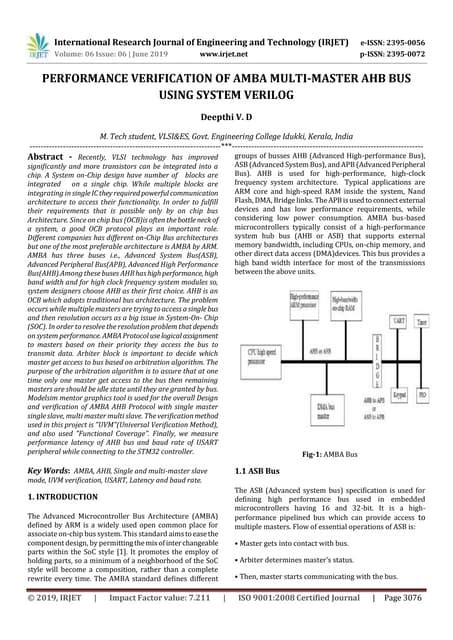 A Review On Amba Ahb Lite Protocol And Verification Using Uvm