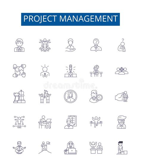 Project Management Line Icons Signs Set Design Collection Of Project