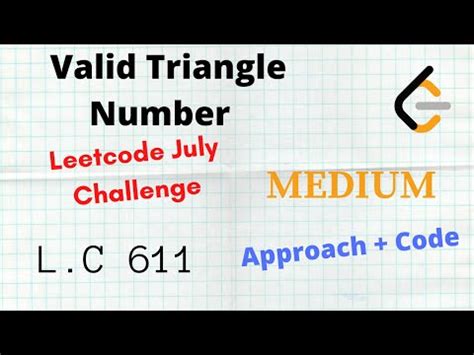 Valid Triangle Number Leetcode 611 C Python Approach Code
