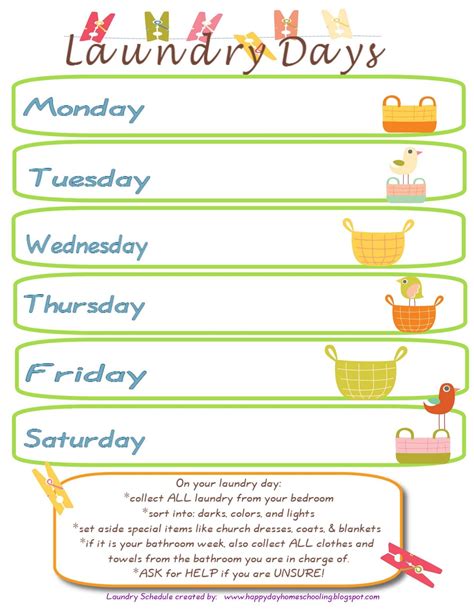 Laundry Schedule Template