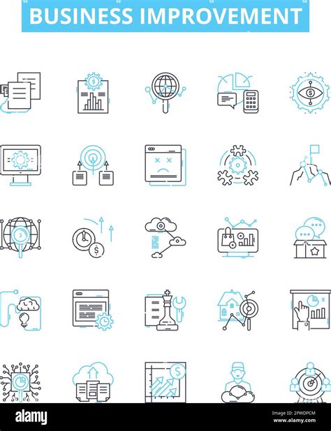 Business Improvement Vector Line Icons Set Optimization Performance