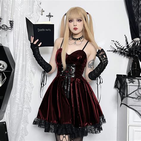 Churchf Autumn New Sexy Halter Dress Dark Death Note Leather Strap A