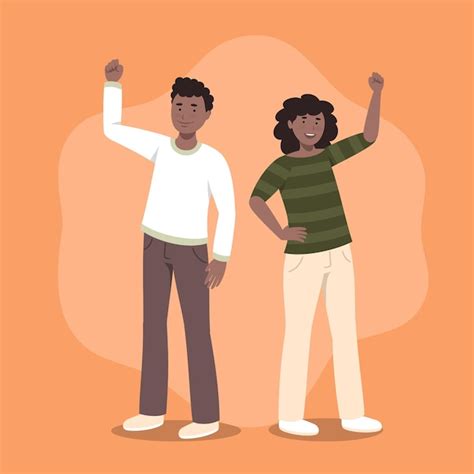 Premium Vector Women And Man Protesting Against Racism Illustration