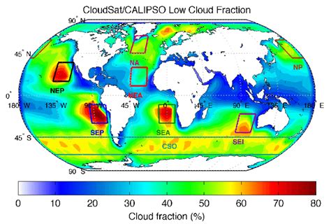 Global Distribution Of Annually Averaged Low Cloud Fraction From 5