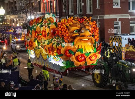Paradegoers Are Seen During The Krewe Of Orpheus Mardi Gras Parade In