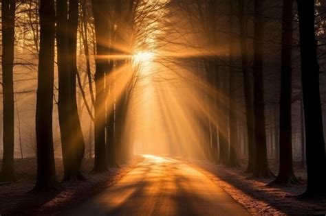 Premium Photo The Light Of The Sun Shines Through The Trees