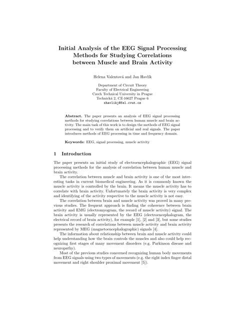pdf initial analysis of the eeg signal processing methods for