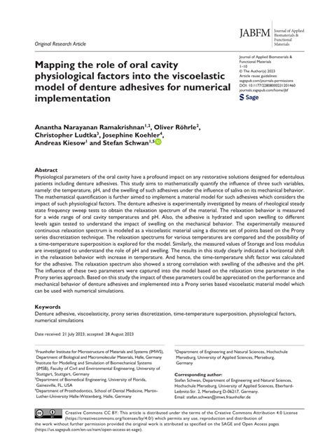 Pdf Mapping The Role Of Oral Cavity Physiological Factors Into The