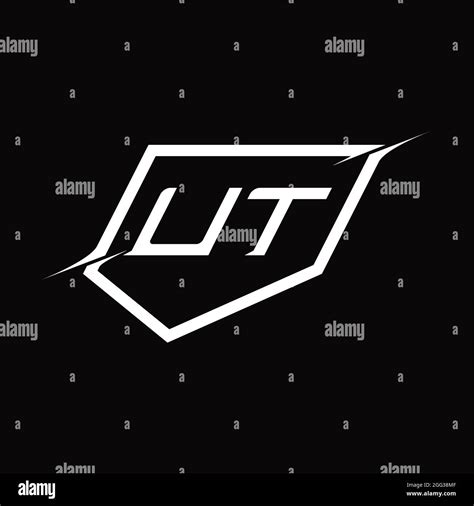UT Logo Monogram Letter With Shield And Slice Style Blackground Design