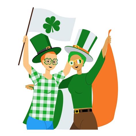 Premium Vector Irish People Celebrating Saint Patricks Day And