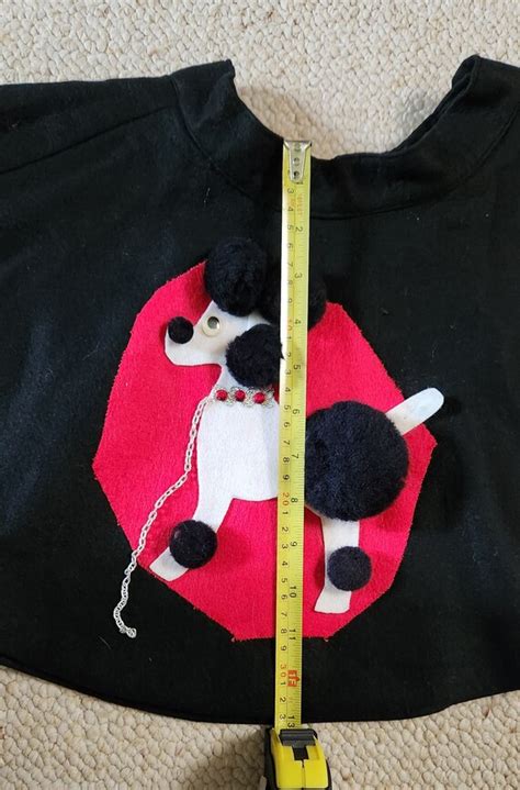 Vintage 1950s Girls Black Poodle Skating Skirt Gem