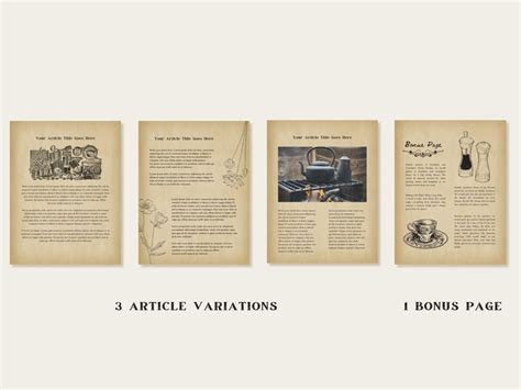 Vintage Style Cookbook Template Editable Recipe Book Template