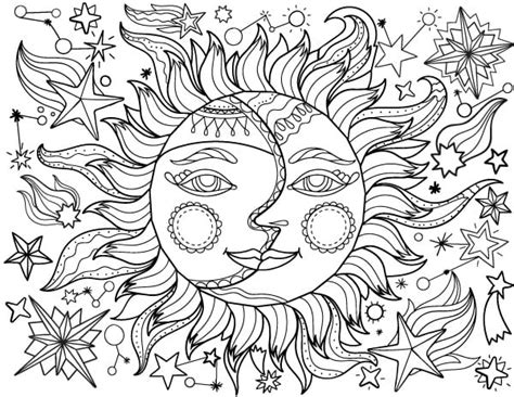 Sun And Moon Free Printable Färbung Seite Kostenlose druckbare