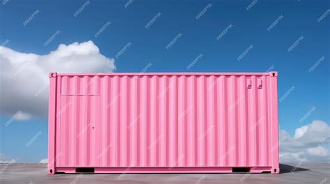 premium photo pink shipping container against blue sky