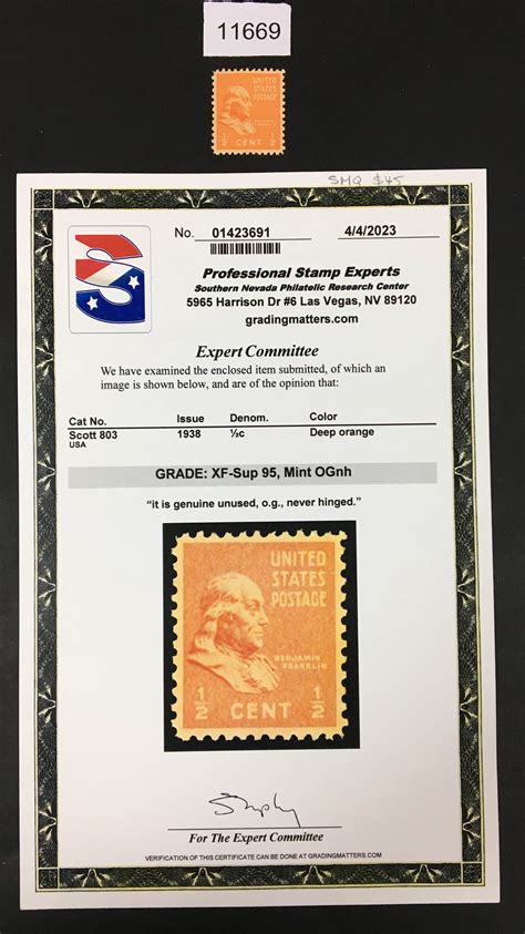 Us Stamps Mint Og Nh Pse Graded Xf Sup Cert Smq Lot