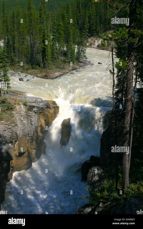 Vertical Sunwapta Falls Jasper National Park Canada Stock Photo Alamy