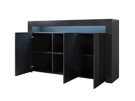 Buffet De Salon Bas 3 Portes Avec Led Bleue 155x91 5x37cm Meuble De